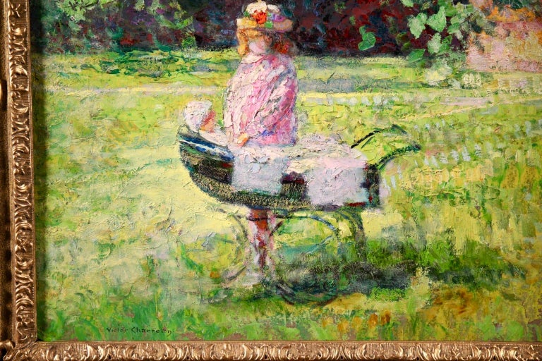 Victor Charreton - Fillette a la pousette - Figurative Post ...
