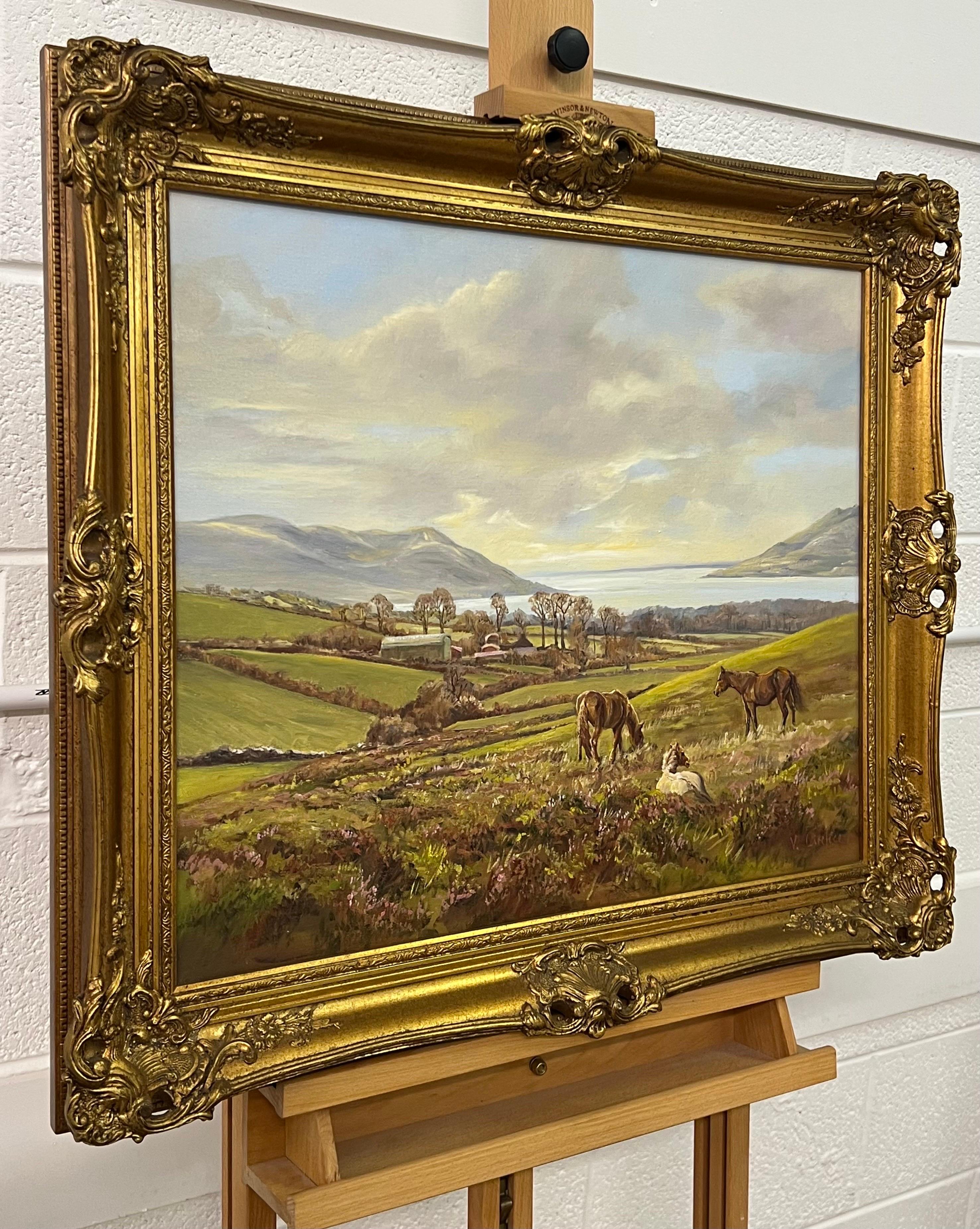 Victor Cirefice - Horses in Fields Overlooking a Lake in Irish ...