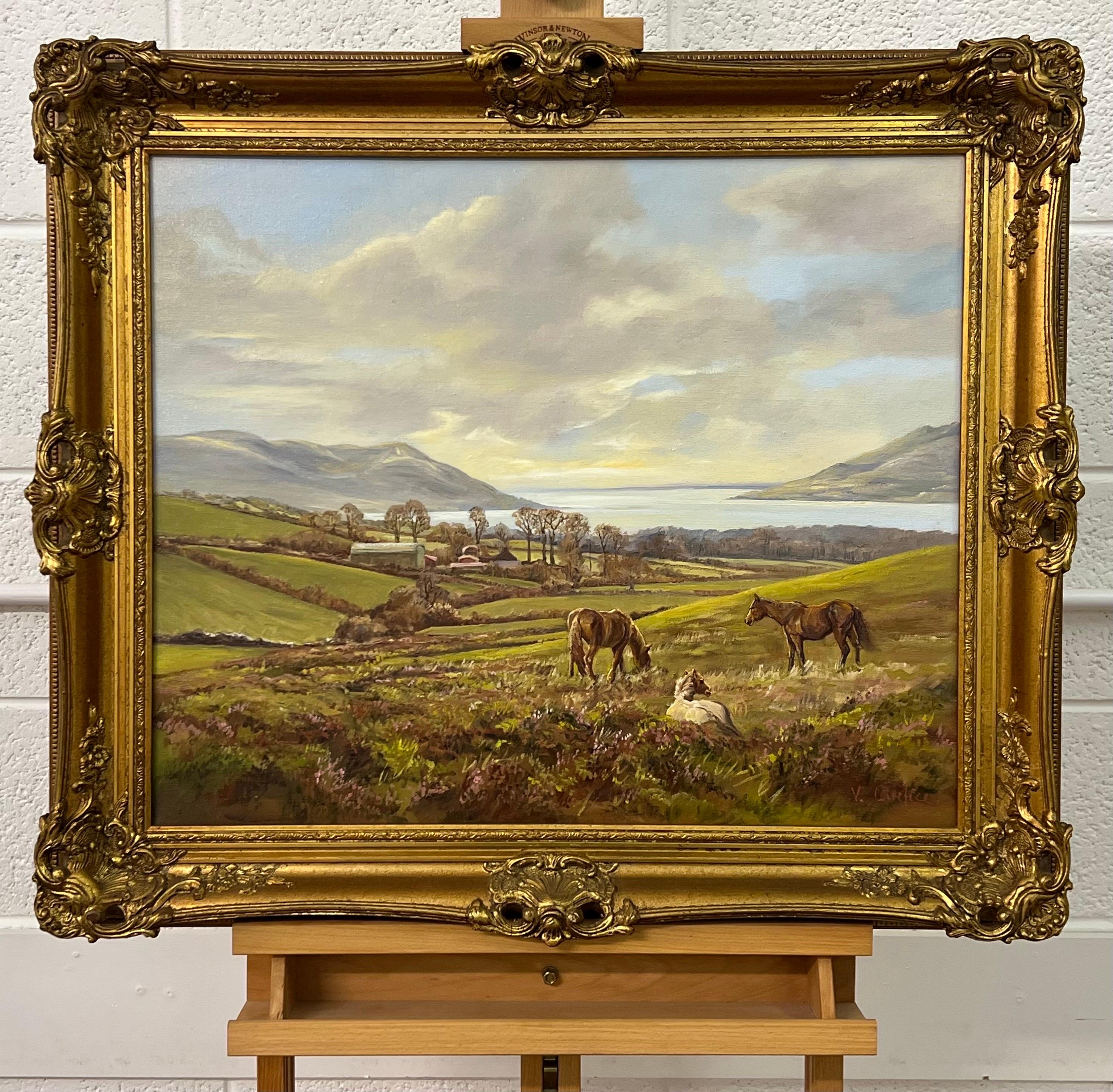 Victor Cirefice - Horses in Fields Overlooking a Lake in Irish ...