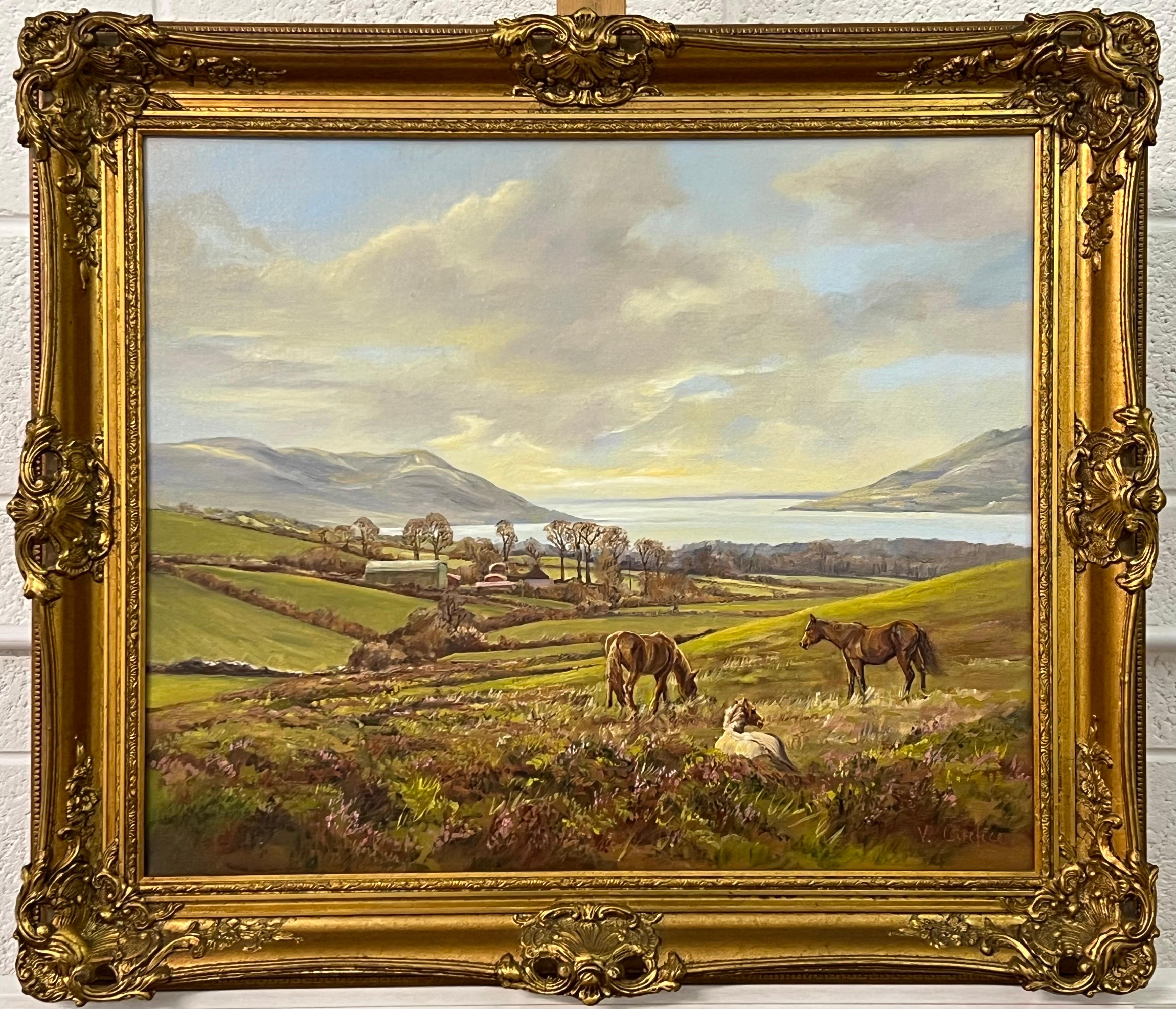 Victor Cirefice - Horses in Fields Overlooking a Lake in Irish ...