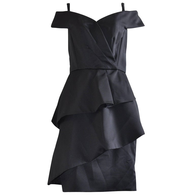 Victor Costa Black Cocktail Dress, "NEW" 1980s w/Original Tag For Sale ...