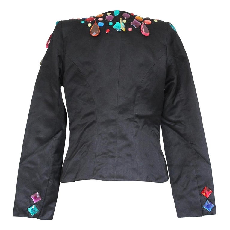 Victor Costa Multicolored Crystals Jacket M For Sale at 1stDibs
