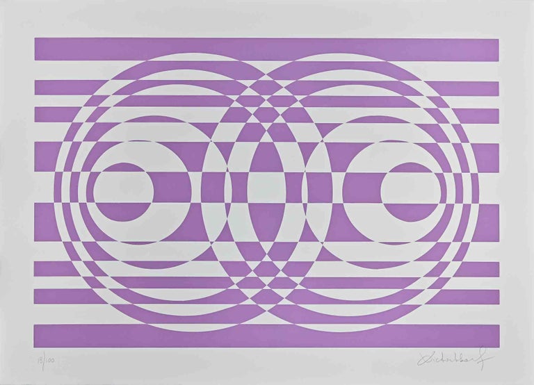 Victor Debach - Abstract Composition in Purple - Screen Print by V ...