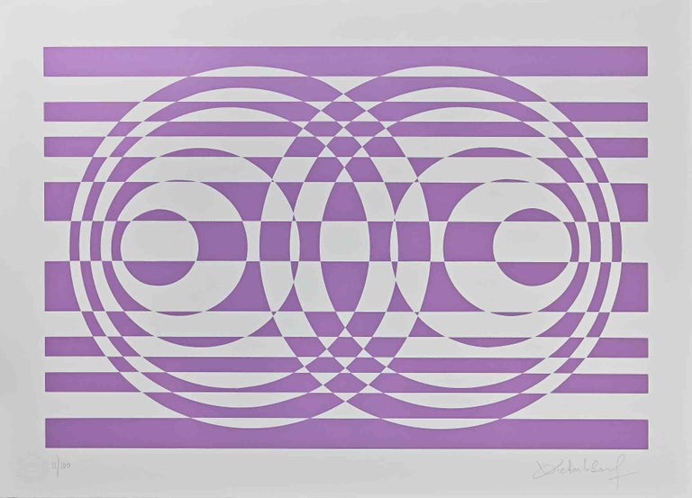 Victor Debach - Abstract Composition in Purple - Screen Print by V ...