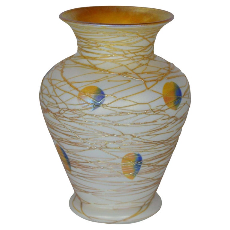 Victor Durand Colorful Threaded Art Glass Vase For Sale at 1stDibs