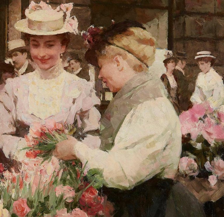 Victor Guerrier - Marche aux Fleurs Elegant Parisians at the Flower ...