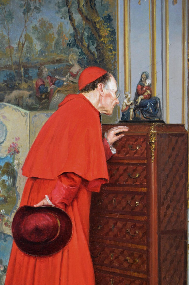 Victor Marais-Milton - 19th Century genre oil painting of a cardinal at ...