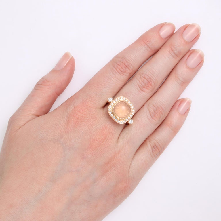 Victor Mayer Era Rose Quartz Ring in 18k Rose Gold with 26 Diamonds For ...