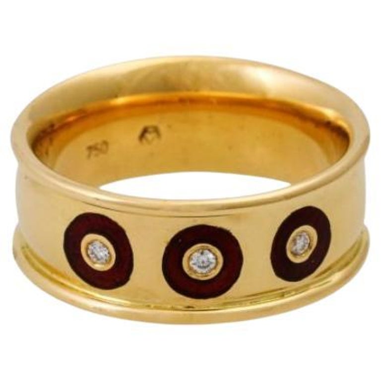 Victor Mayer Ring with 3 Brilliant-Cut Diamonds, Total Approx. 0.06 Ct ...