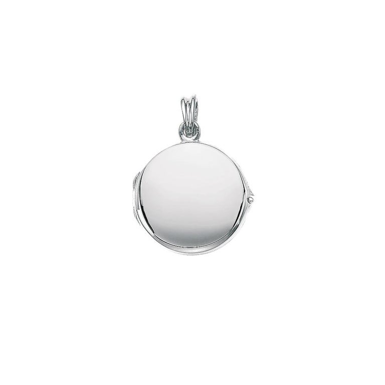 Customizable Round Polished Pendant Locket - 18k White Gold - Diameter ...