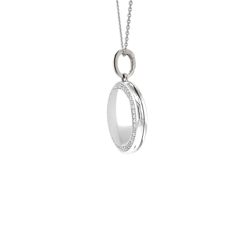 Round Locket Pendant - 18k White Gold - 45 Diamonds 0.5 ct H VS ...