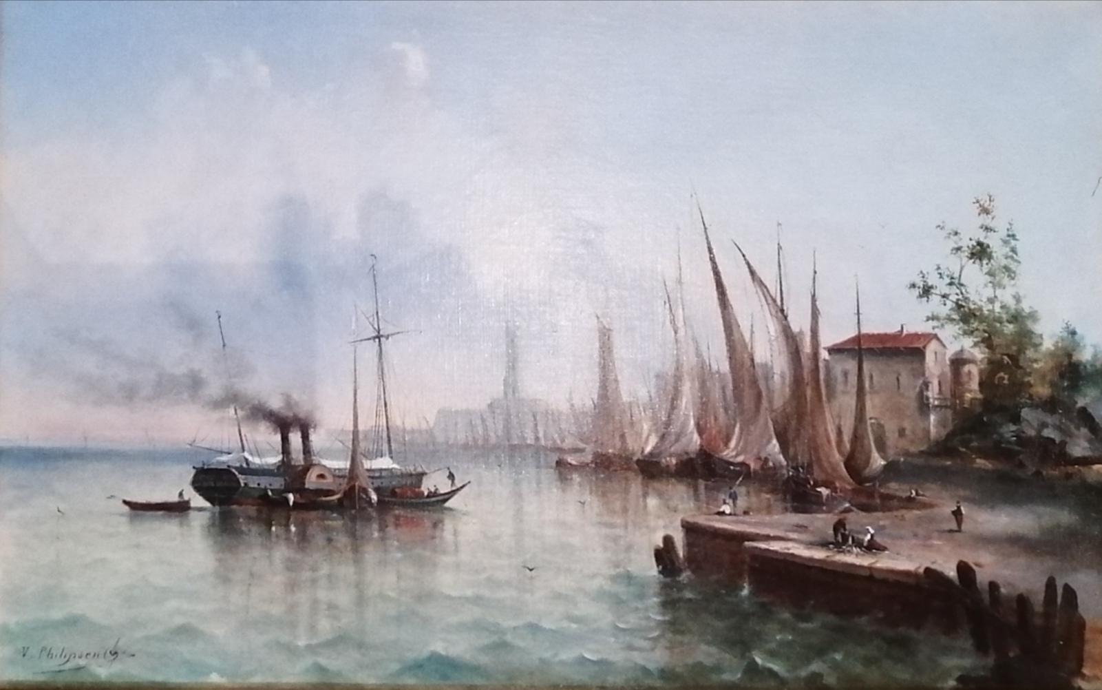 Antique Harbor Paintings - 243 For Sale on 1stDibs