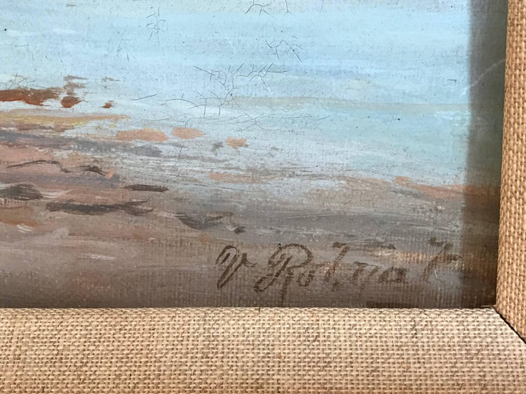 Victor Rolyat - Scottish Loch Scene Figures Walking, Signed Antique Oil ...