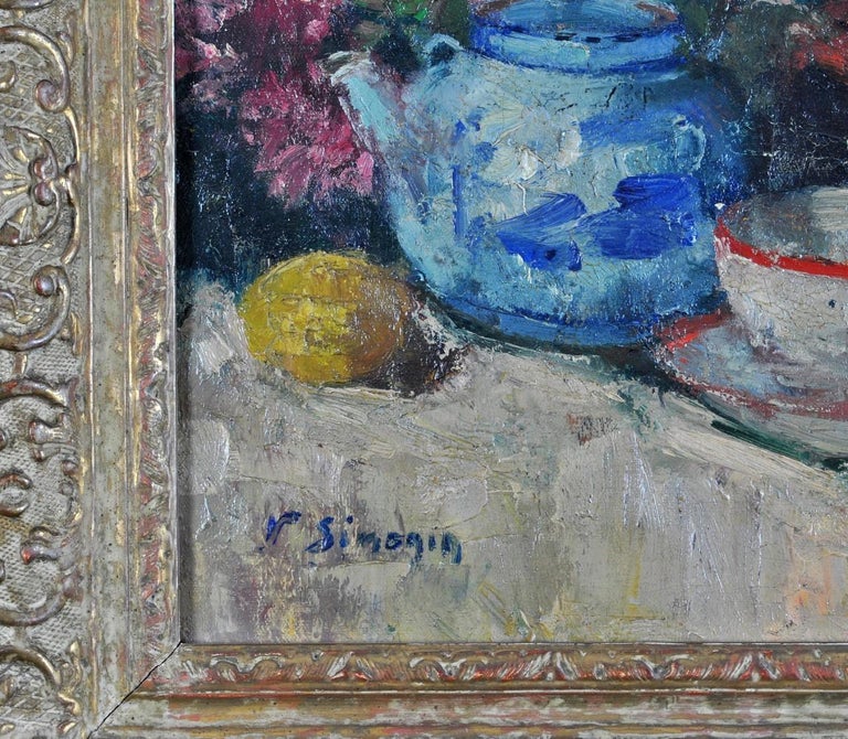 Victor Simonin - Still Life with Teapot - Impressionist Oil on Canvas ...