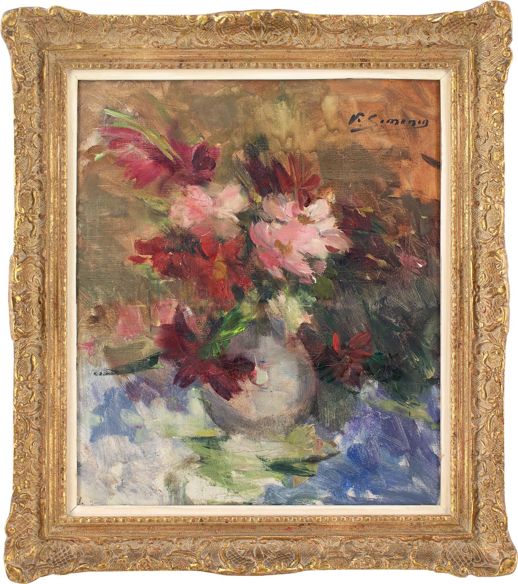 Victor Simonin - Victor Simonin, Vase de Fleurs, Oil Painting For Sale ...