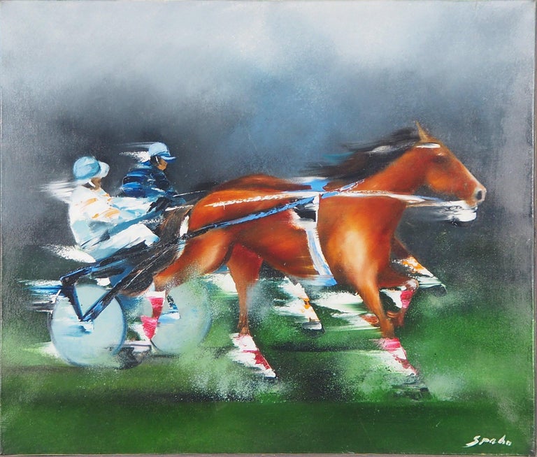 Victor Spahn - Horse Race, the Sulky - Original Oil on Canvas ...
