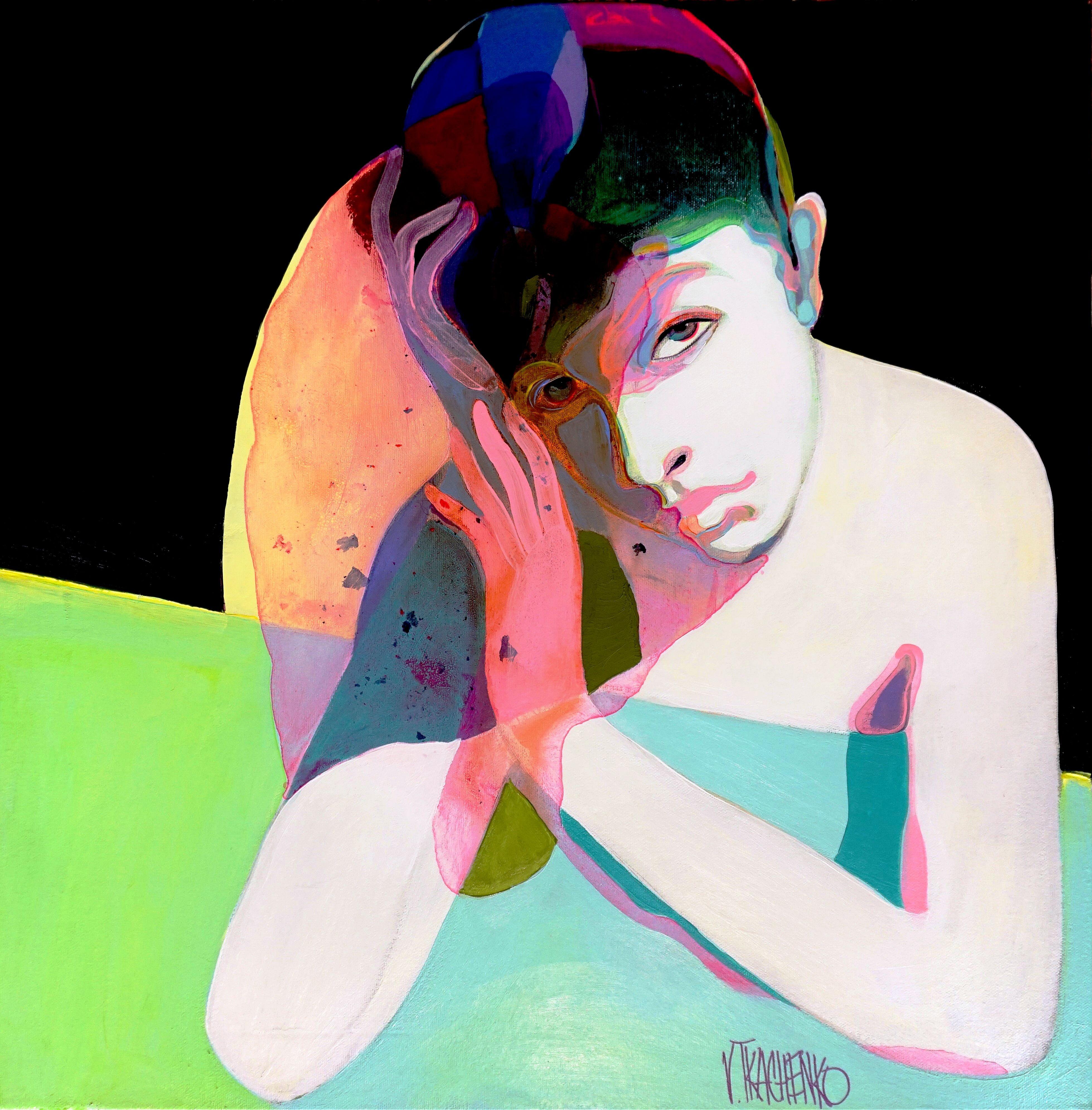 Victor Tkachenko - Pink Cigarette, Painting, Acrylic on Canvas For Sale ...