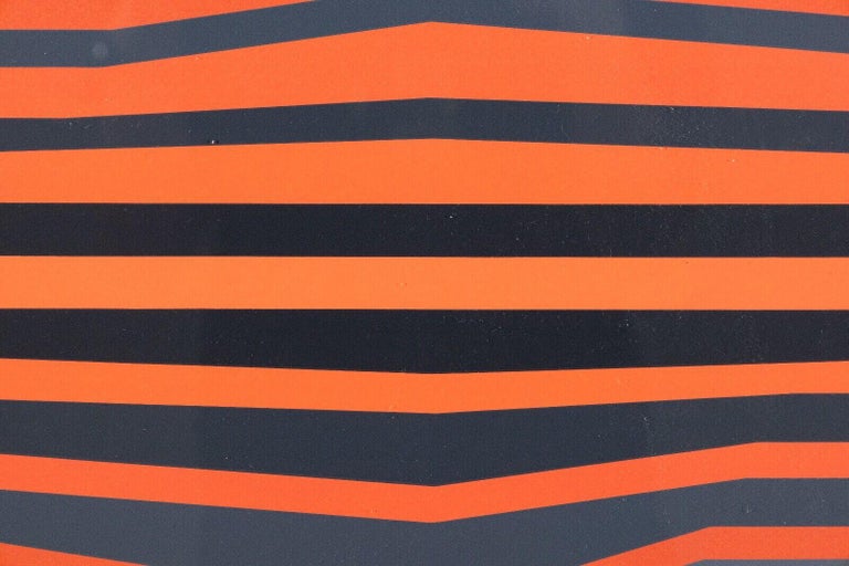 Victor Vasarely Black and Red Lines Signed Op Art Modern Serigraph 226/ ...