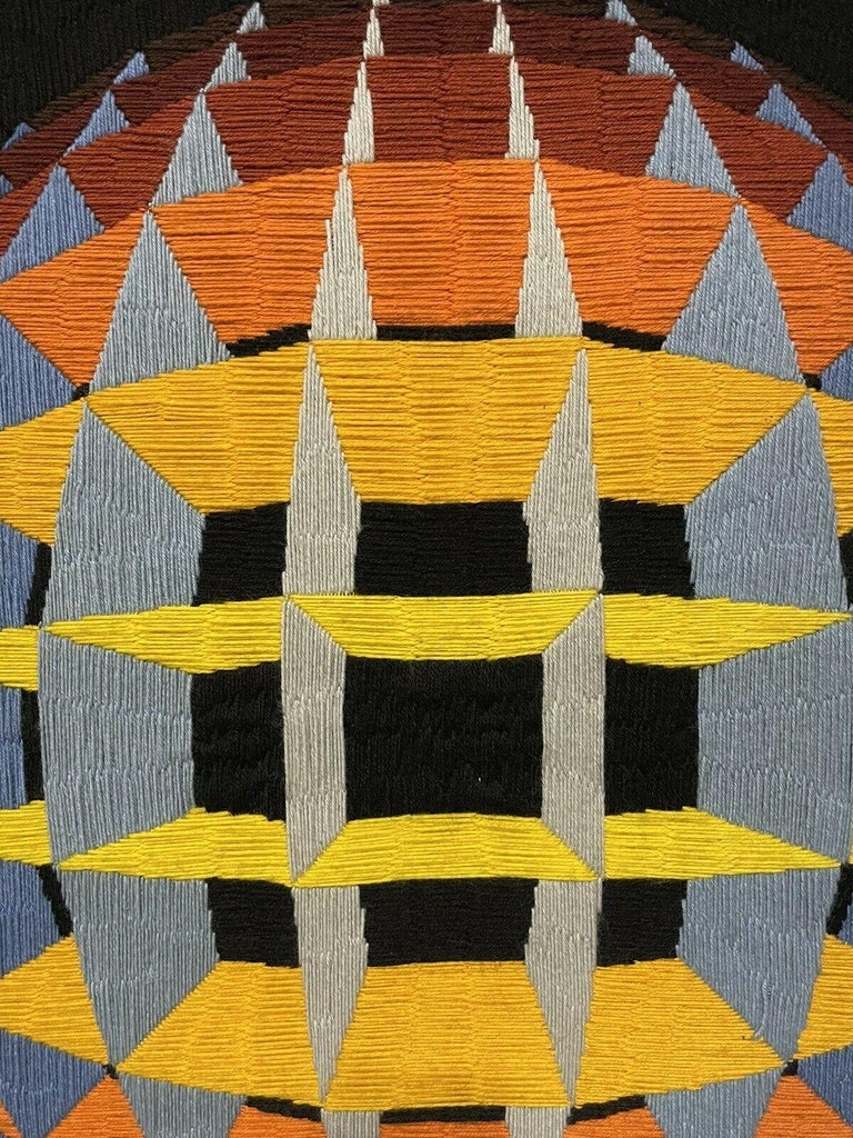 1980's FRENCH OP ART GEOMETRIC SPATIAL ABSTRACT ORIGINAL WOOLWORK ...
