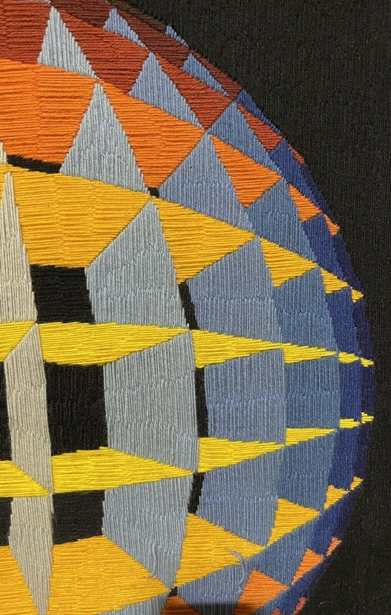 1980's FRENCH OP ART GEOMETRIC SPATIAL ABSTRACT ORIGINAL WOOLWORK ...