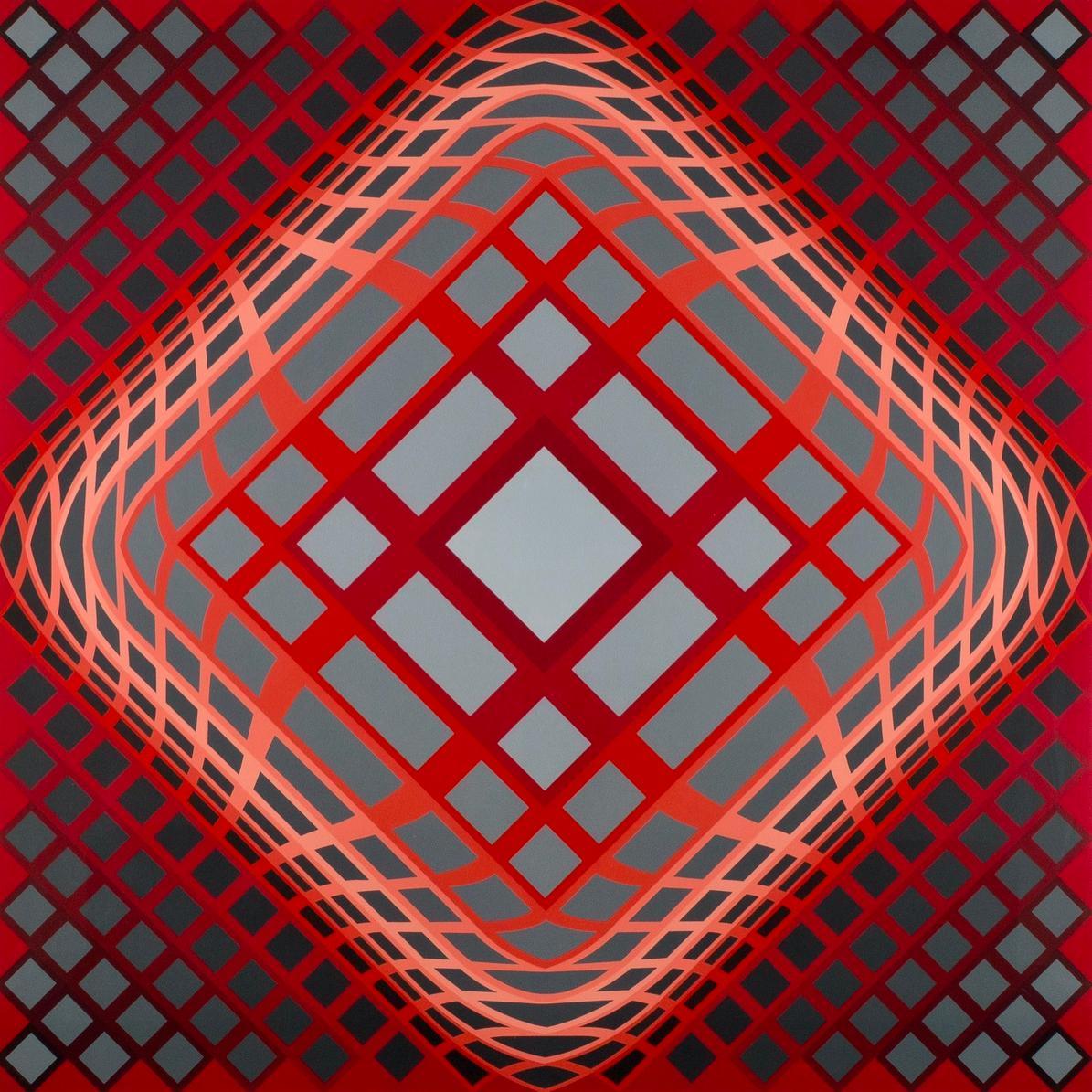 Victor Vasarely - Fondau, Framed OP Art Silkscreen by Victor Vasarely ...