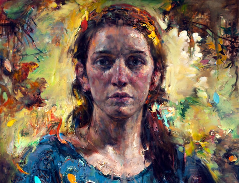 Victor Wang - Falling Leaves - Female Figure with Auburn Hair, Highly ...