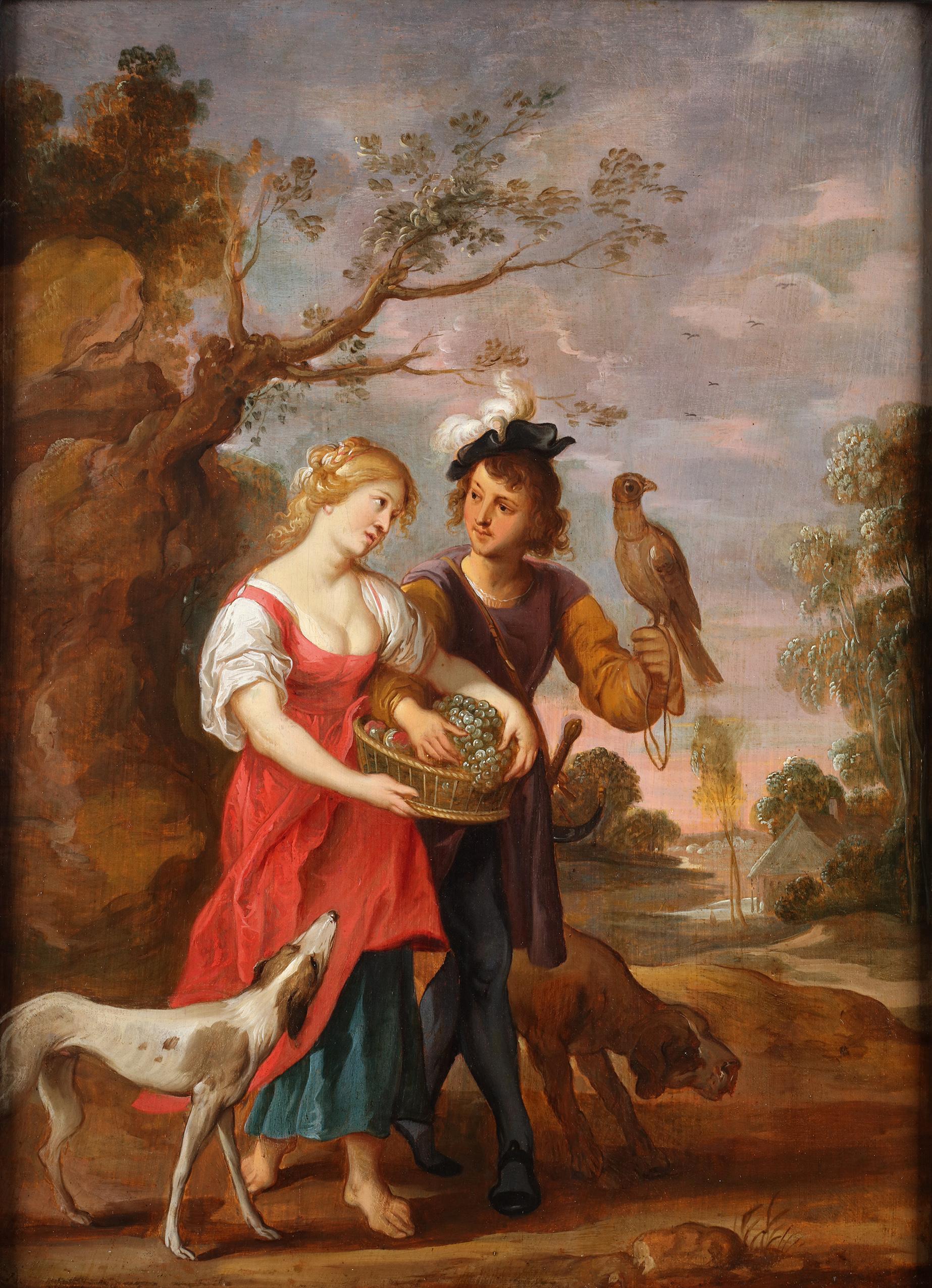 Victor Wolfvoet - A falconer and a young woman - Victor Wolfvoet II ...