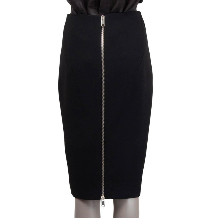 VICTORIA BECKHAM black triacetate ZIPPER PENCIL Skirt UK 10 S For Sale ...