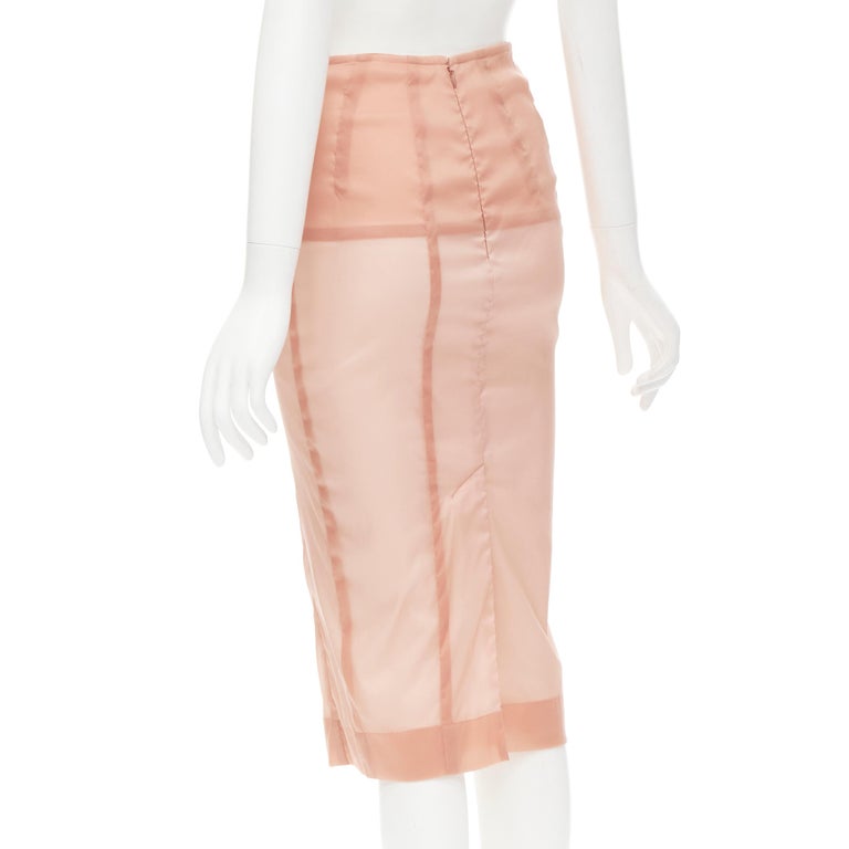 VICTORIA BECKHAM blush exposed seams semi sheer layered pencil skirt ...