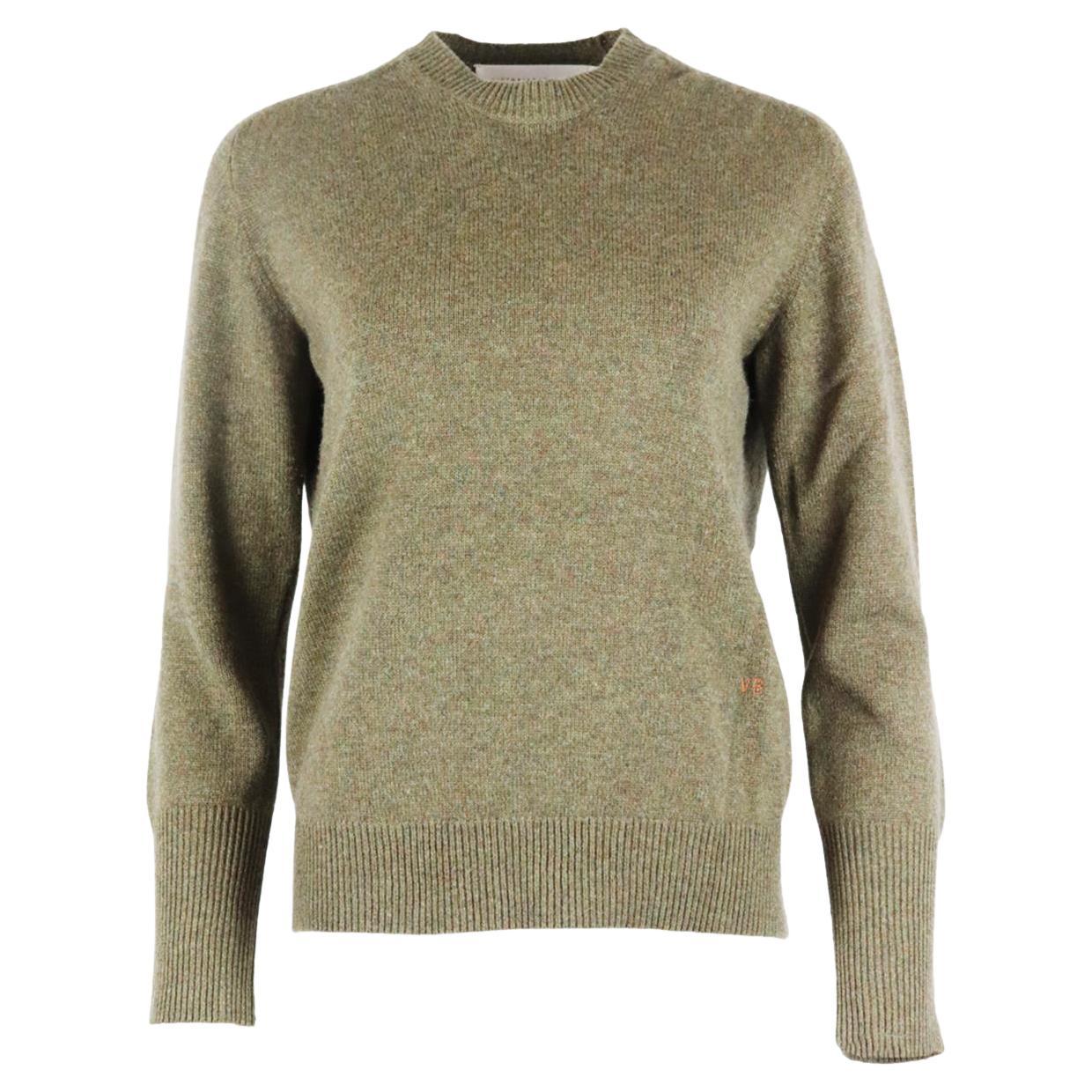 Victoria Beckham Logo Embroidered Cashmere Blend Sweater Small For Sale ...