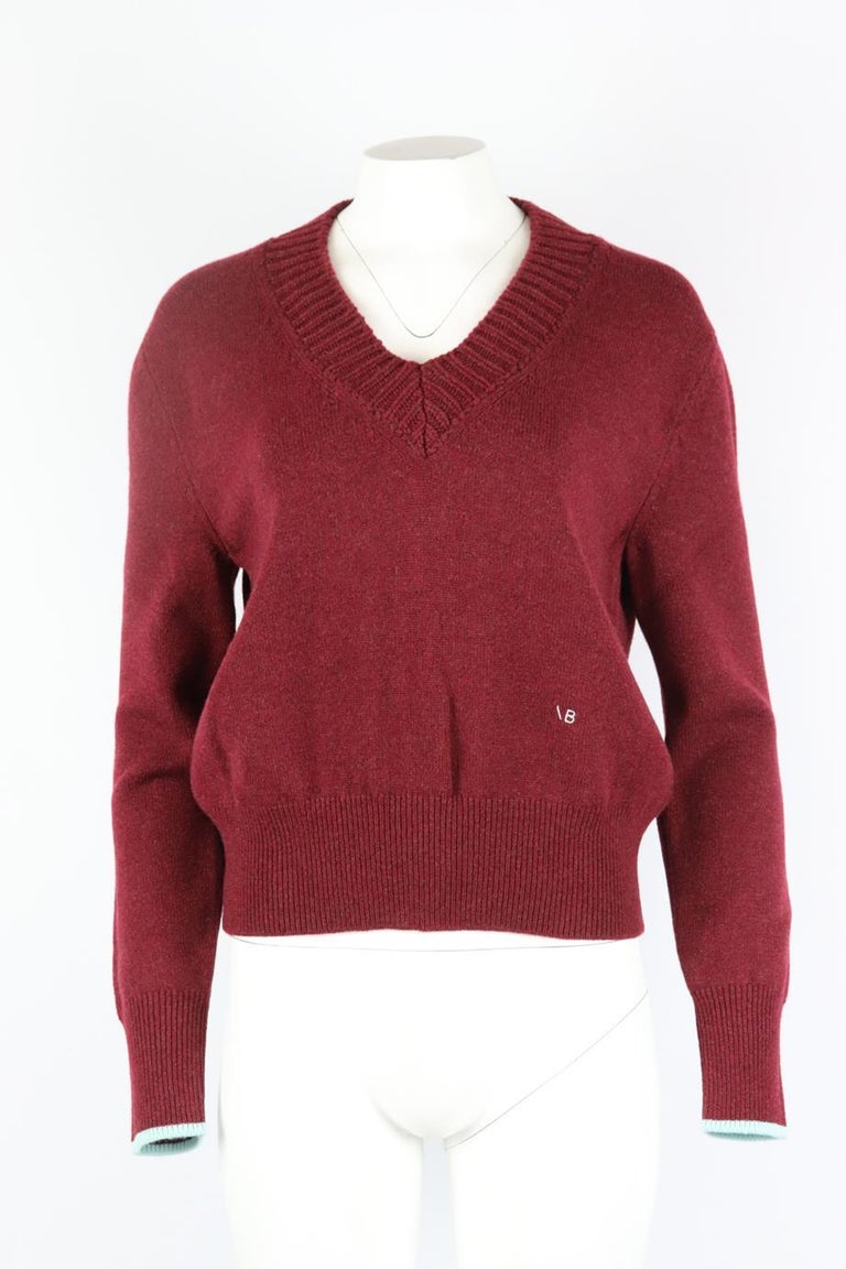 Victoria Beckham Logo Embroidered Cashmere Blend Sweater Small For Sale ...