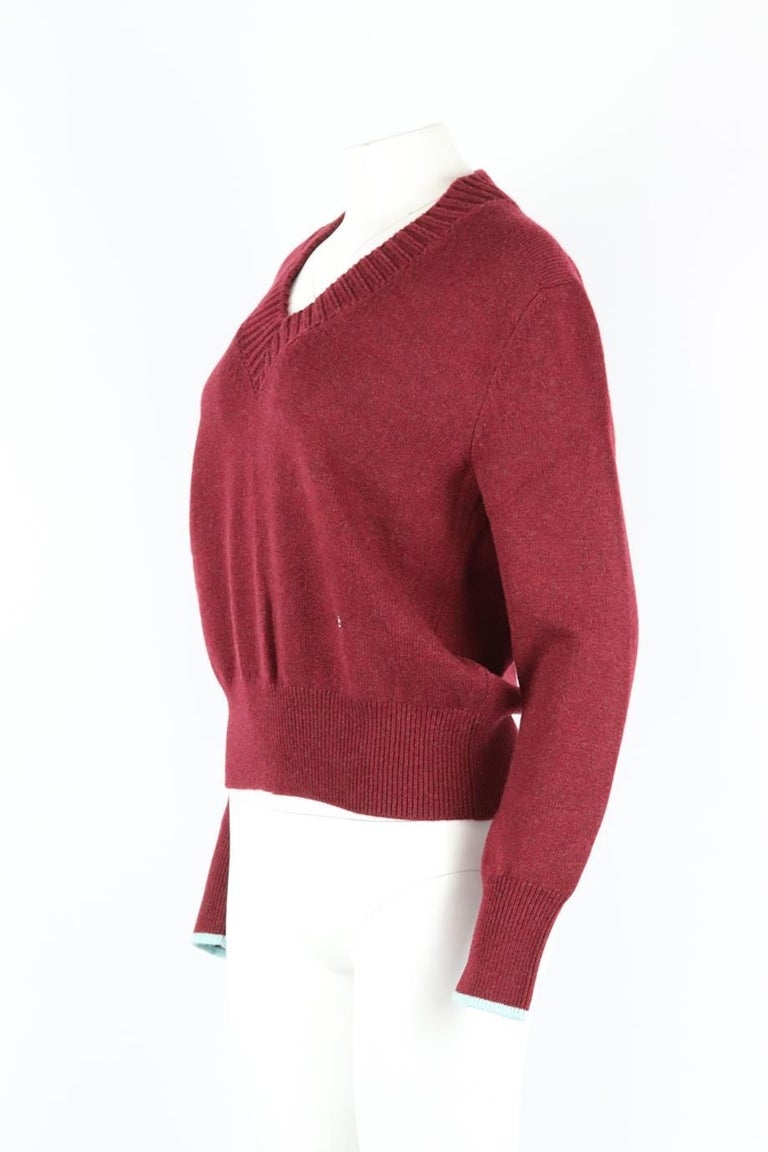 Victoria Beckham Logo Embroidered Cashmere Blend Sweater Small For Sale ...