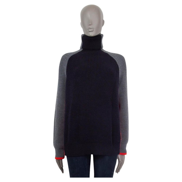 VICTORIA BECKHAM multicolor wool OVERSIZED COLORBLOCK TURTLENECK ...