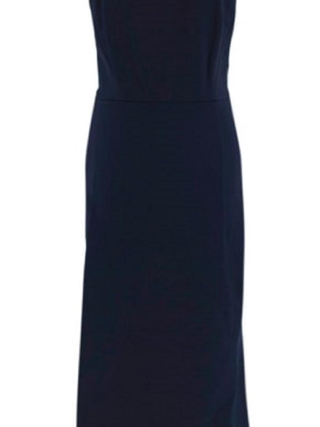 Victoria Beckham Navy Blue Crepe Midi Dress For Sale at 1stDibs