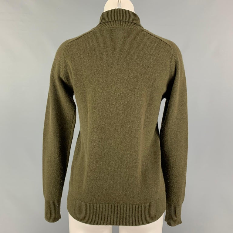VICTORIA BECKHAM Size S Olive Cashmere Turtleneck Sweater For Sale at ...