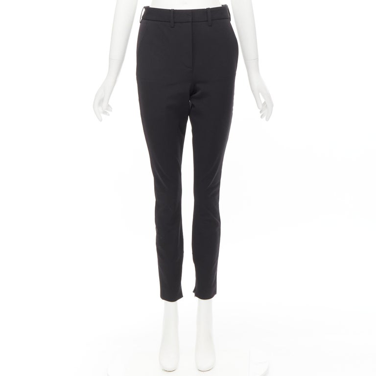 VICTORIA BEKHAM black stiff structured heavy fabric skinny pants UK10 M ...