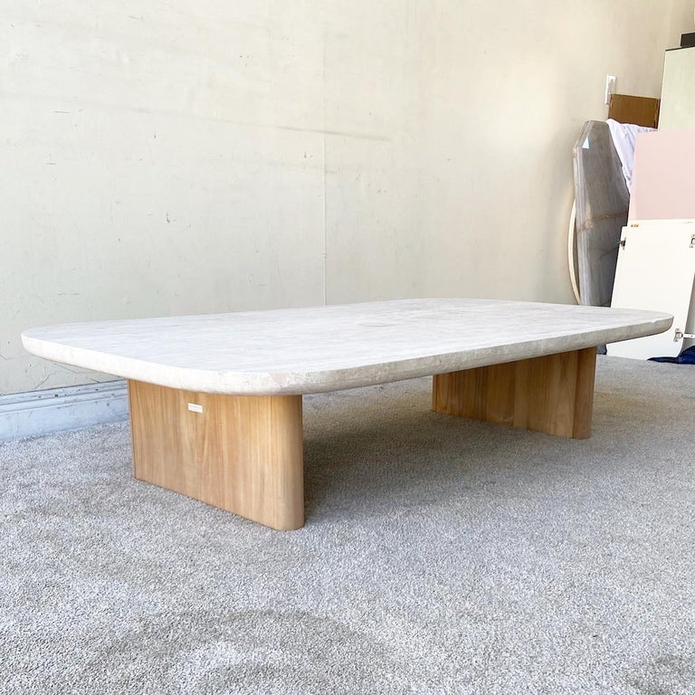 Victoria Teak Coffee Table with Travertine Top by Harbour For Sale at ...