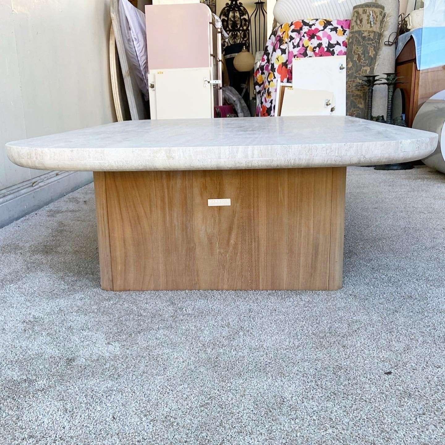 Victoria Teak Coffee Table With Travertine Top by Harbour For Sale at ...