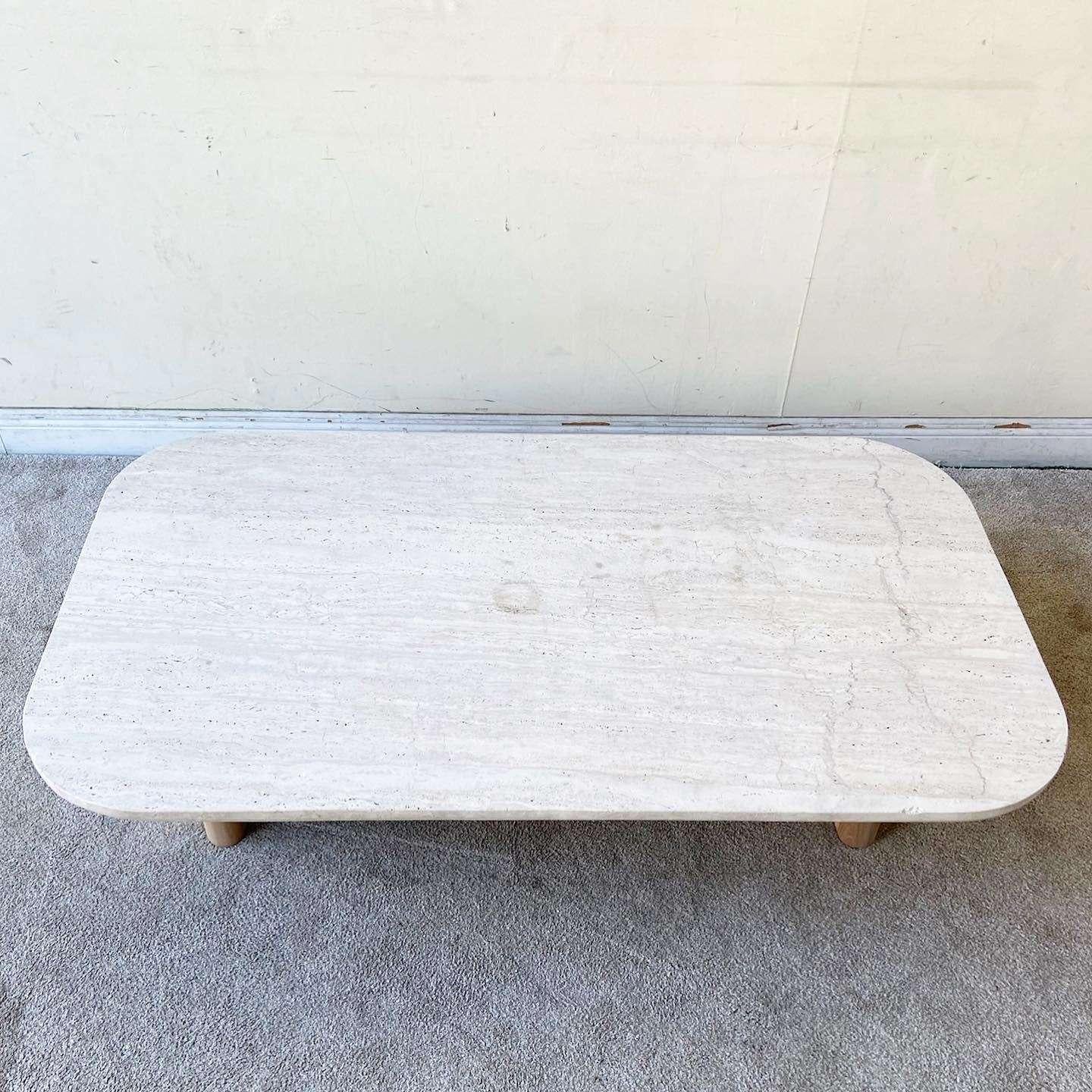 Victoria Teak Coffee Table With Travertine Top by Harbour For Sale at ...