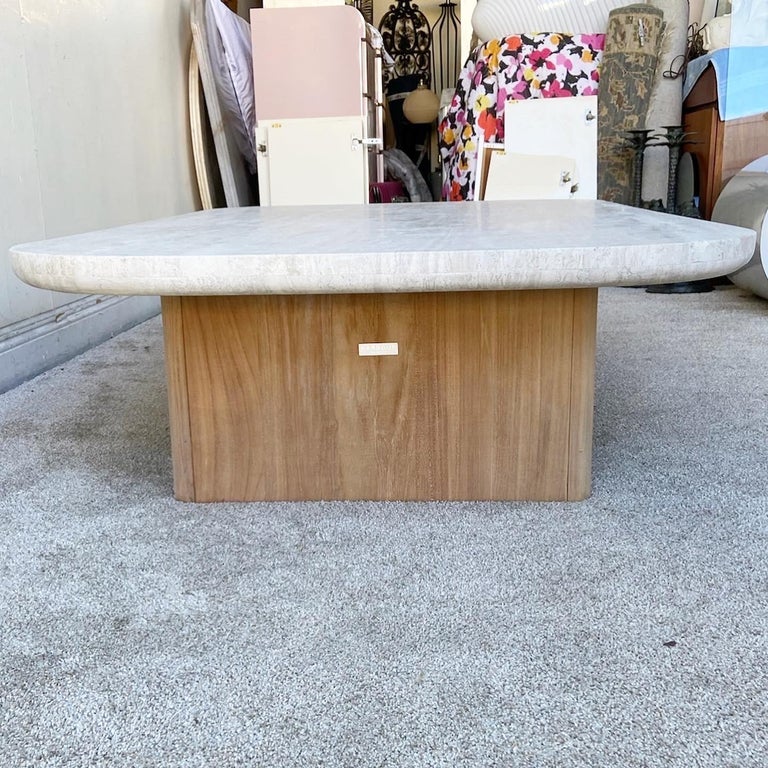 Victoria Teak Coffee Table with Travertine Top by Harbour For Sale at ...