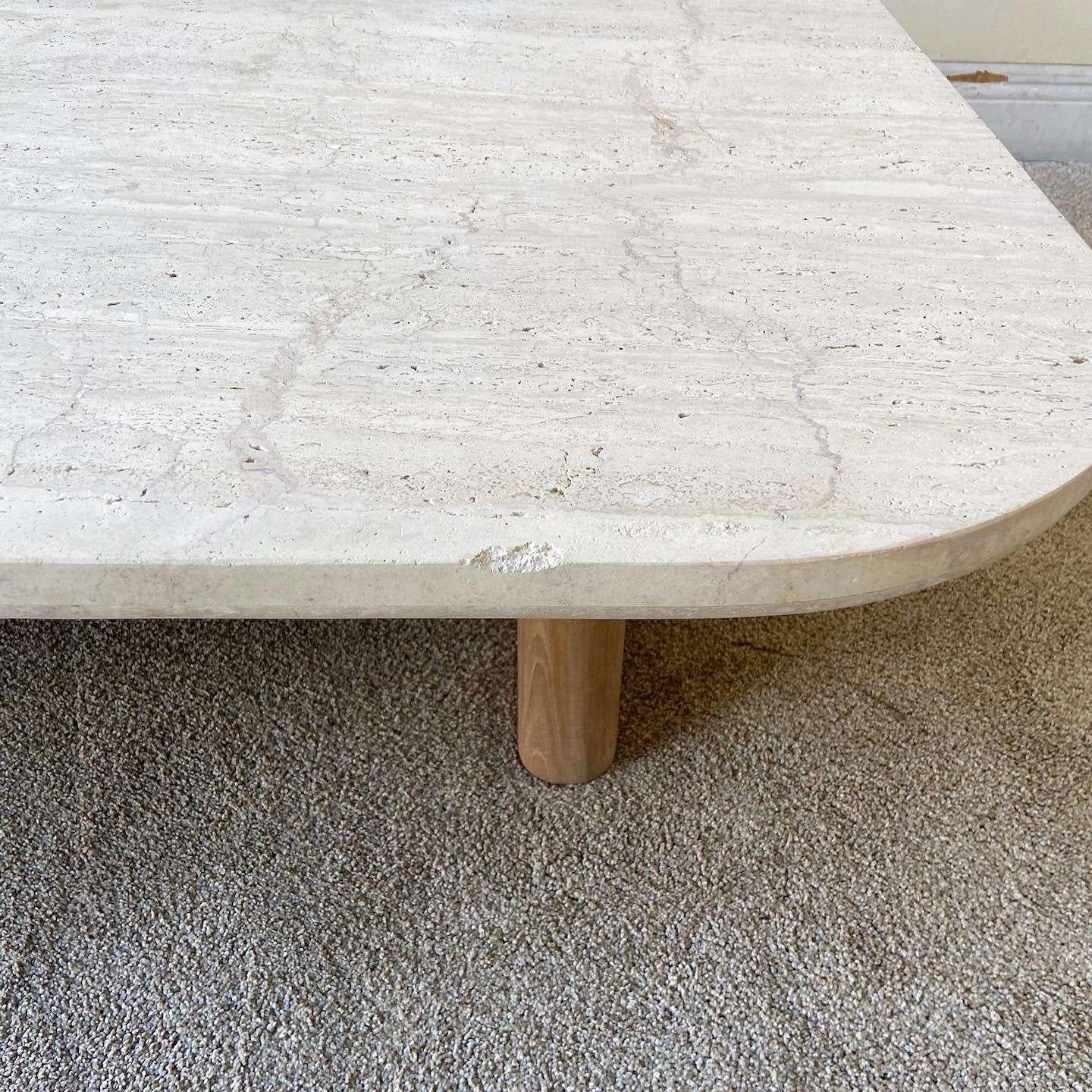 Victoria Teak Coffee Table With Travertine Top by Harbour For Sale at 1stDibs