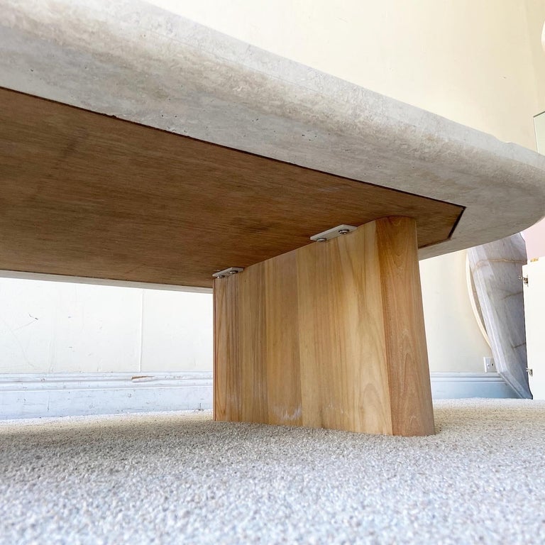 Victoria Teak Coffee Table with Travertine Top by Harbour For Sale at ...