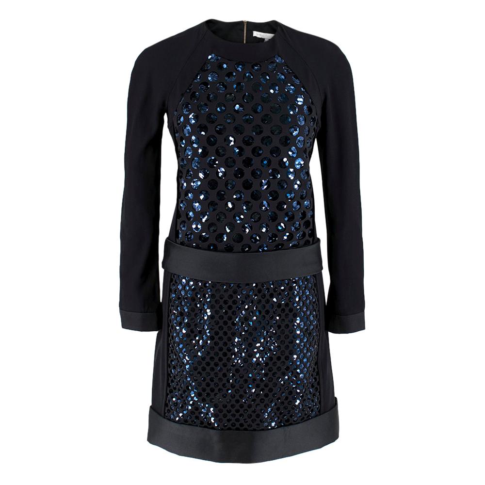 Victoria Victoria Beckham Black Laser Cut Sequin Mini Dress - Size US 2 ...