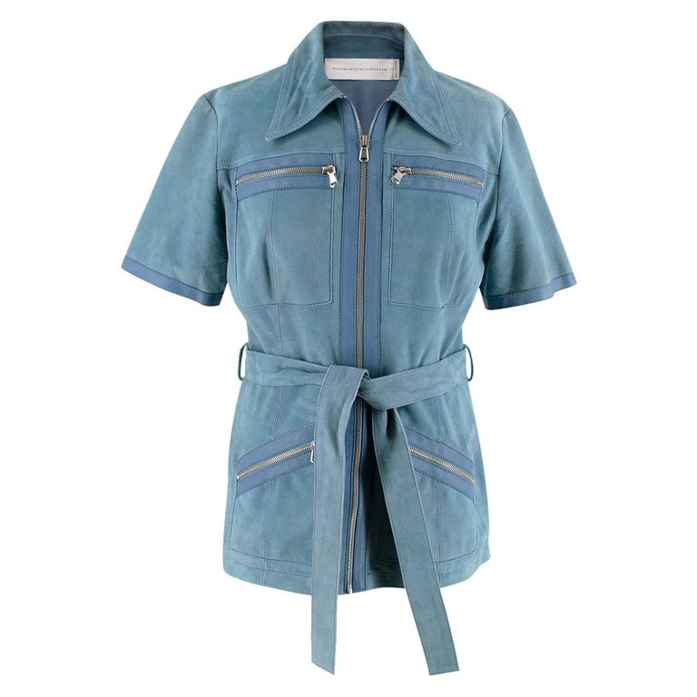 Victoria Victoria Beckham Blue Suede Leather Shirt - Us size 4 For Sale ...
