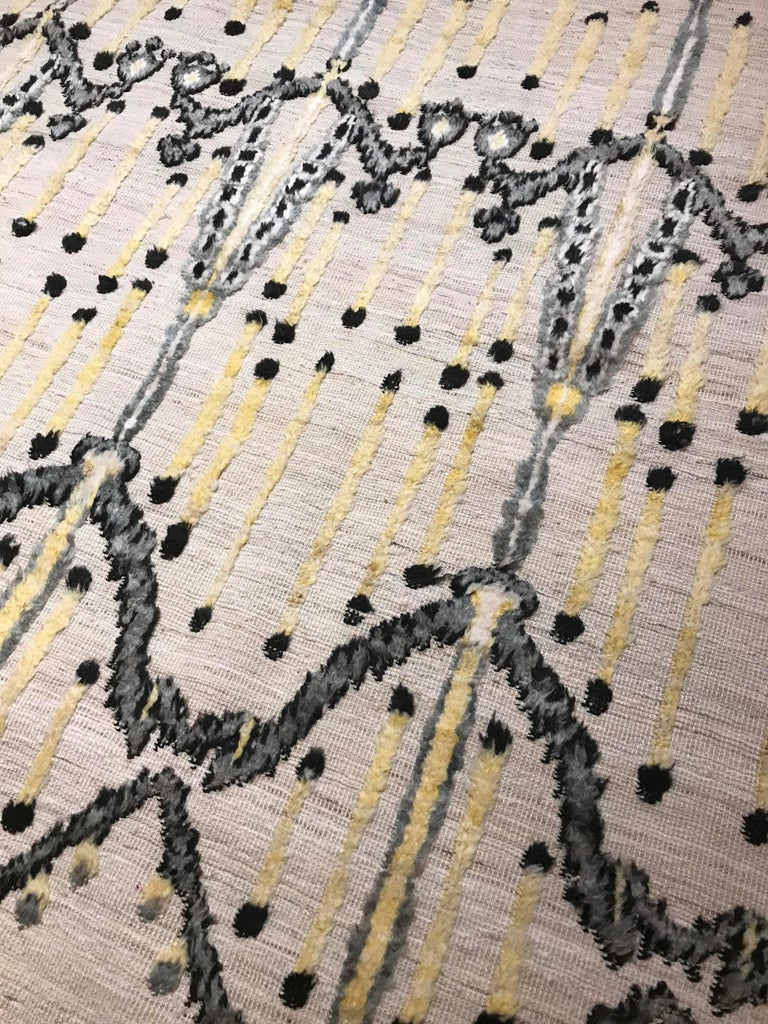Victoria Yellow and Black Hand-Knotted Tufted Wool Rug For Sale at 1stDibs