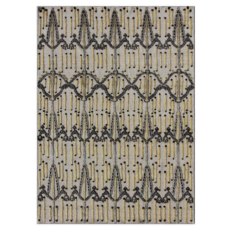 Victoria Yellow and Black Hand-Knotted Tufted Wool Rug For Sale at 1stDibs