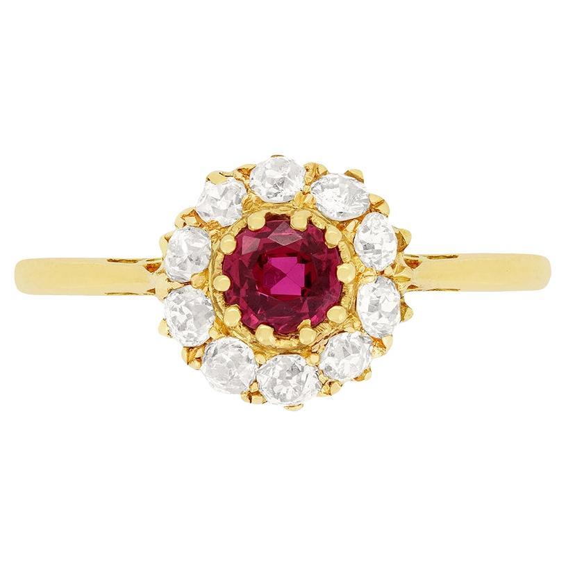Victorian Diamond and Ruby Daisy Cluster Ring, circa 1880s For Sale at ...