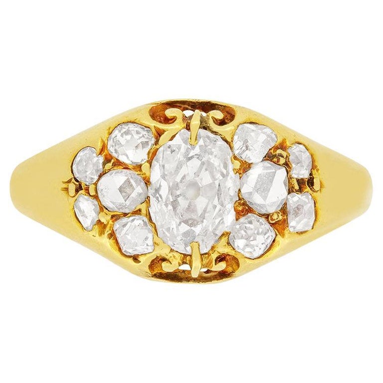 Victorian 0.75ct Diamond Cluster Ring, c.1880s at 1stDibs