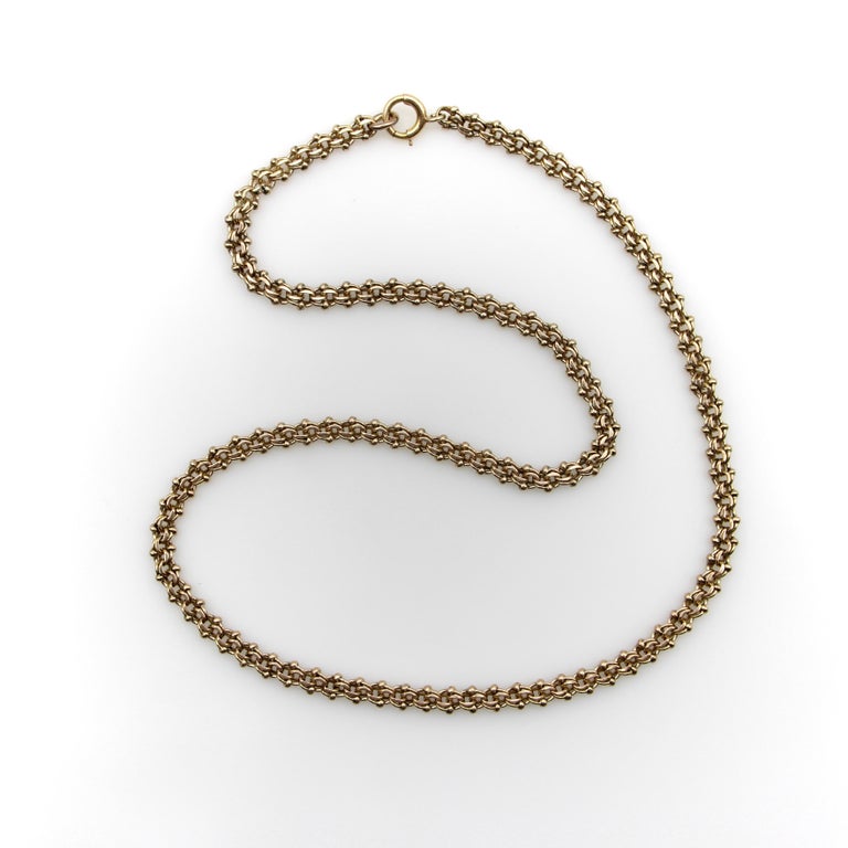 Victorian 10k Gold Double Link and Ball Fancy Chain For Sale at 1stDibs