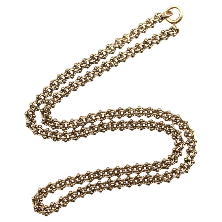 Victorian 10k Gold Double Link and Ball Fancy Chain For Sale at 1stDibs